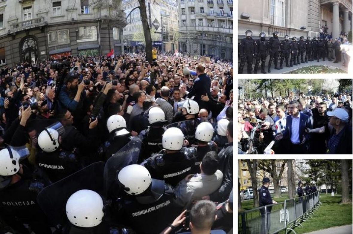 Srbija /Beograd: Sukob demonstranata i policije, bačen suzavac, Vučiću ...