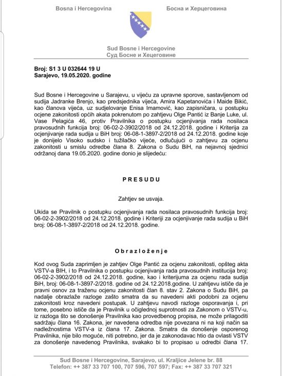 Presuda /Sud BiH rekao NE političkoj kontroli, Tegeltija prekoračio ...